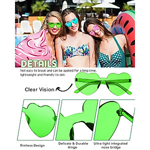 Konohan 54 Pairs Heart Sunglasses Bulk Valentine's Day Rimless Heart Shaped Colored Glasses Frameless Transparent Candy Multicolored Sunglasses for Women Party Eyewear