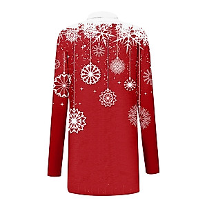 MABUTINGTI Christmas Cardigan Christmas Cardigan Long Cardigans for Women Trendy Cute Pattern Lighweight with Long Sleeve Open Front Outwear Wine XX-Large