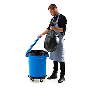 Trash Can With Lid And Dolly Round Ingredient Storage Containers Recycling Bin Kitchen Garbage Can Office Garbage Can Trash Barrel Plastic Barrel Yard Waste Bin Outdoor Trashcan (Blue, 20 Gallon)