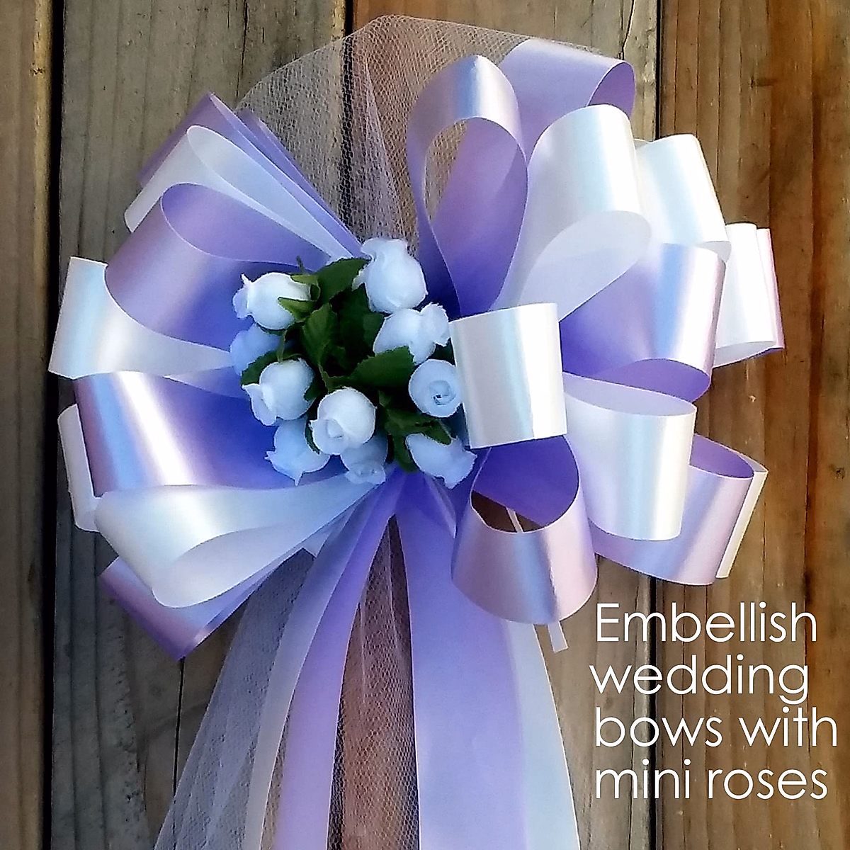 GiftWrap Etc. White Artificial Silk Flower Roses - 12 Mini Bouquets of 12 Rosebuds, 144 Rosebuds Total, Wedding, Reception, Anniversary, Wreath, Bridal Shower