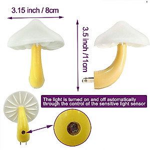 UTLK [2 Pack] Plug-in LED Mushroom Night Light Lamp with Dusk to Dawn Sensor,Plug in LED Bed Cute Mushroom Nightlight Night lamp Wall Light Baby Night Lights for Kids Children