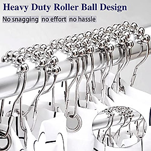 Shower Curtain Rings, Shower Curtain Hooks Brushed Nickel, 36 PCS Metal Ring for Shower Curtain Rods