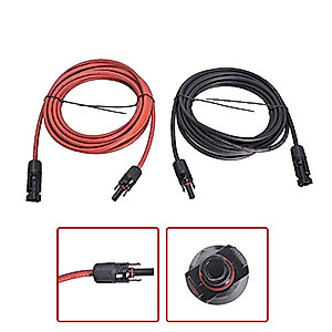 WFLNHB 25FT 10AWG Black + Red 10 Gauge Solar Panel Extension Cable Wire with Female and Male Connector Solar Connector