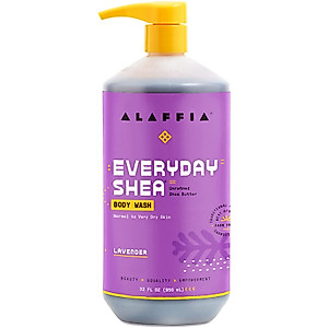 Alaffia Everyday Shea Body Wash, Naturally Helps Moisturize and Cleanse Without Stripping Natural Oils with Fair Trade Shea Butter, Neem, and Coconut Oil, Lavender, 2 Pack - 32 Fl Oz Ea