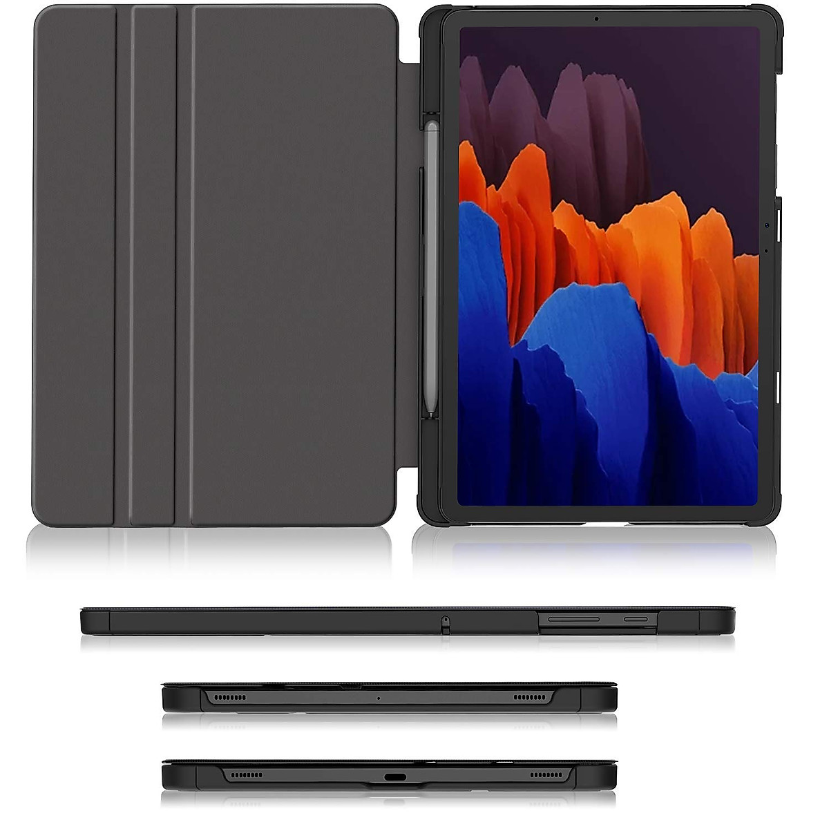 Soke Galaxy Tab S8+/S7 FE/S7 Plus Case with S Pen Holder [SM-X800/X806/T730/T736B/T970/T975] - Shockproof Stand Folio Case for Samsung Tab S8+ 2022/S7 FE 2021/S7 Plus 2020 12.4" Tablet,Black