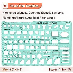 Mr. Pen- House Plan, 3 Pack, Green, Interior Design and Furniture Templates, Drafting Tools and Ruler Shapes for Architecture, Drafting Tools, Architecture Supplies, Drafting Templates