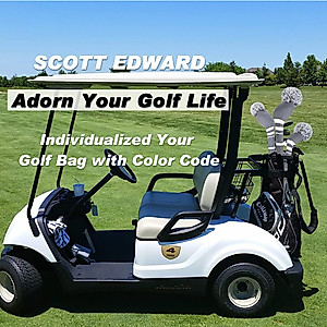 Scott Edward Steel Gray White Stripes Golf Club Covers Set of 4 Double-Layer Yarn Knit Driver Head Cover*1 Fairway Head Covers*2 and Hybrid(UT) Headcover*1