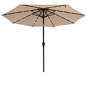 WJZYJ patio umbrella with solar lights Outside Shade patio table umbrellas Windproof patio unbrella's with lights bistro backyard deck balcony patio umbrella solar for patio, lawn & garden
