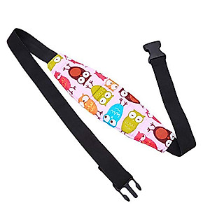 G-Tree 2 Pcs Fixing Band Baby Kid Head Support Holder Owl Print Sleeping Belt Car Seat Sleep Nap Holder Belt Baby Stroller Safety Seat Holder Belt(Pink)