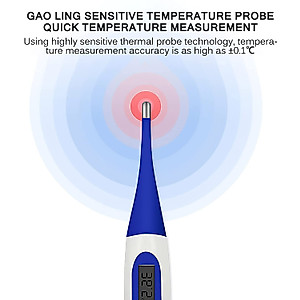Elolicu Pet Thermometer, Waterproof Digital Veterinary Thermometer Portable Pet Digital Thermometer Pet Thermometer with Reminder Function Thermometer for Dogs Cats Horse Cattle Pigs Sheep