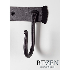 RTZEN Wall Hooks for Hanging - 5 Hook Farmhouse Decor Coat Rack Wall Mount - Heavy Duty Hanging Towel Racks for Bathroom or Purse Hanger Hat Organizer - Stylish Hooks for Hanging Coats