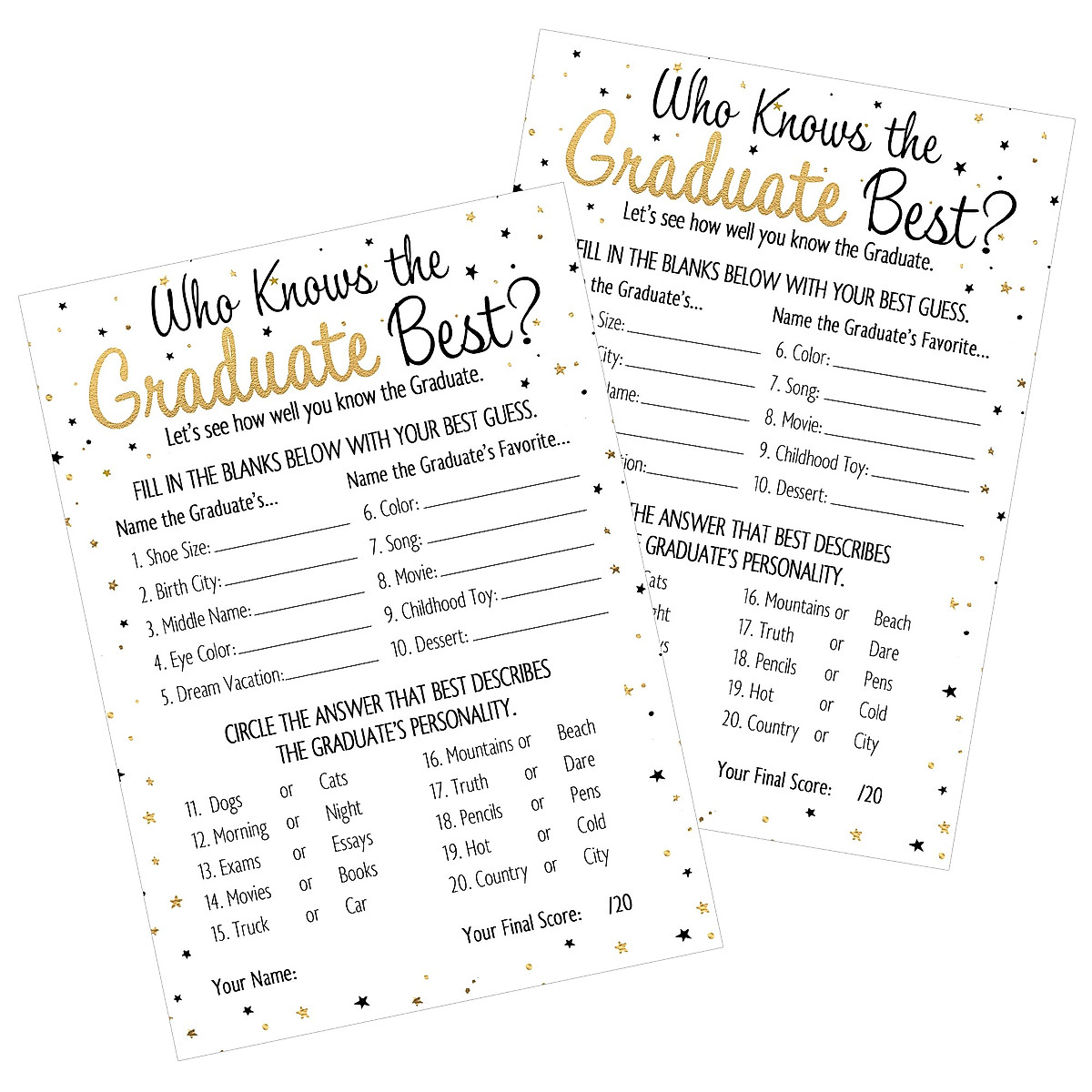 DISTINCTIVS Who Knows The Graduate Best, Graduation Games for Parties - 25 Count