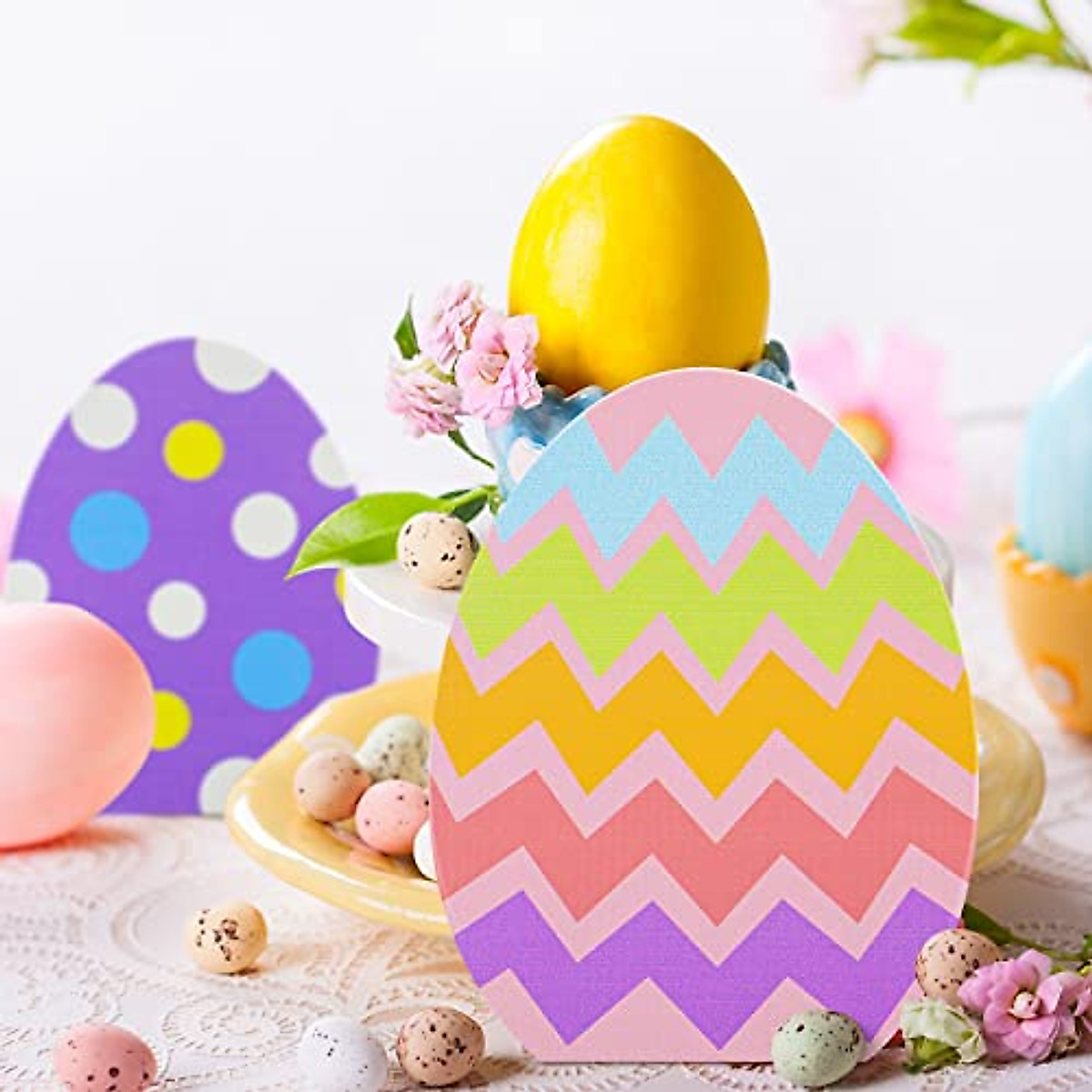 3 Pieces Easter Egg Table Wooden Signs Egg Farmhouse Decorations Spring Egg Wood Tabletop Easter Decorations Easter Egg Dining Room Table Centerpiece for Easter Party Home Office Desk Decor