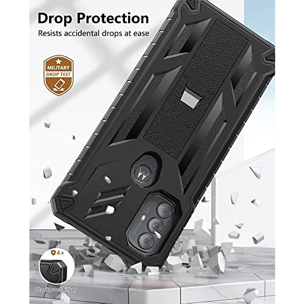 for Motorola Moto G-Power 2022 Case: Moto G Play 2023 Case Drop Proof Protection Durable Protective Heavy Duty Shockproof TPU Matte Textured Mobile Phone Cover Moto G Power 2022 Case with Kickstand