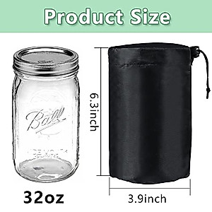 12Pcs Kratky Blackout Sleeves for Ball Mason Jars 32 Oz, Black Wide Mouth Mason Jar Grow Cover, Hydroponic Container Sheath, Sprouting Jars Sleeves for Help Plants Grow Healthily of Kratky
