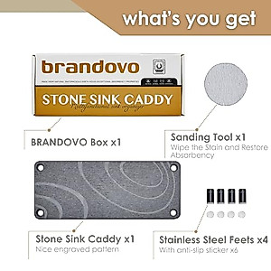 BRANDOVO Stone Sink Caddy - Instant Dry Sink Organizer - Kitchen Soap Tray - Fast Drying Stone Sink Tray - Kitchen Sink Caddy Dark Grey - 9.8x3.9 inches