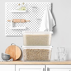 Funnymoom 2 Pcs 10 Lbs Flour Storage Container with 2 Cup Clear Rice Container Plastic Rice Bin Rice Holder Bin for Kitchen Flour Nut Sugar Oatmeal Grain Cereal Pantry Organization