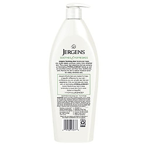 Jergens Soothing Aloe Body Lotion, Aloe Vera Body and Hand Moisturizer, Illuminating Hydralucence Blend, with Cucumber Extract, Dermatologist Tested, 21 Oz