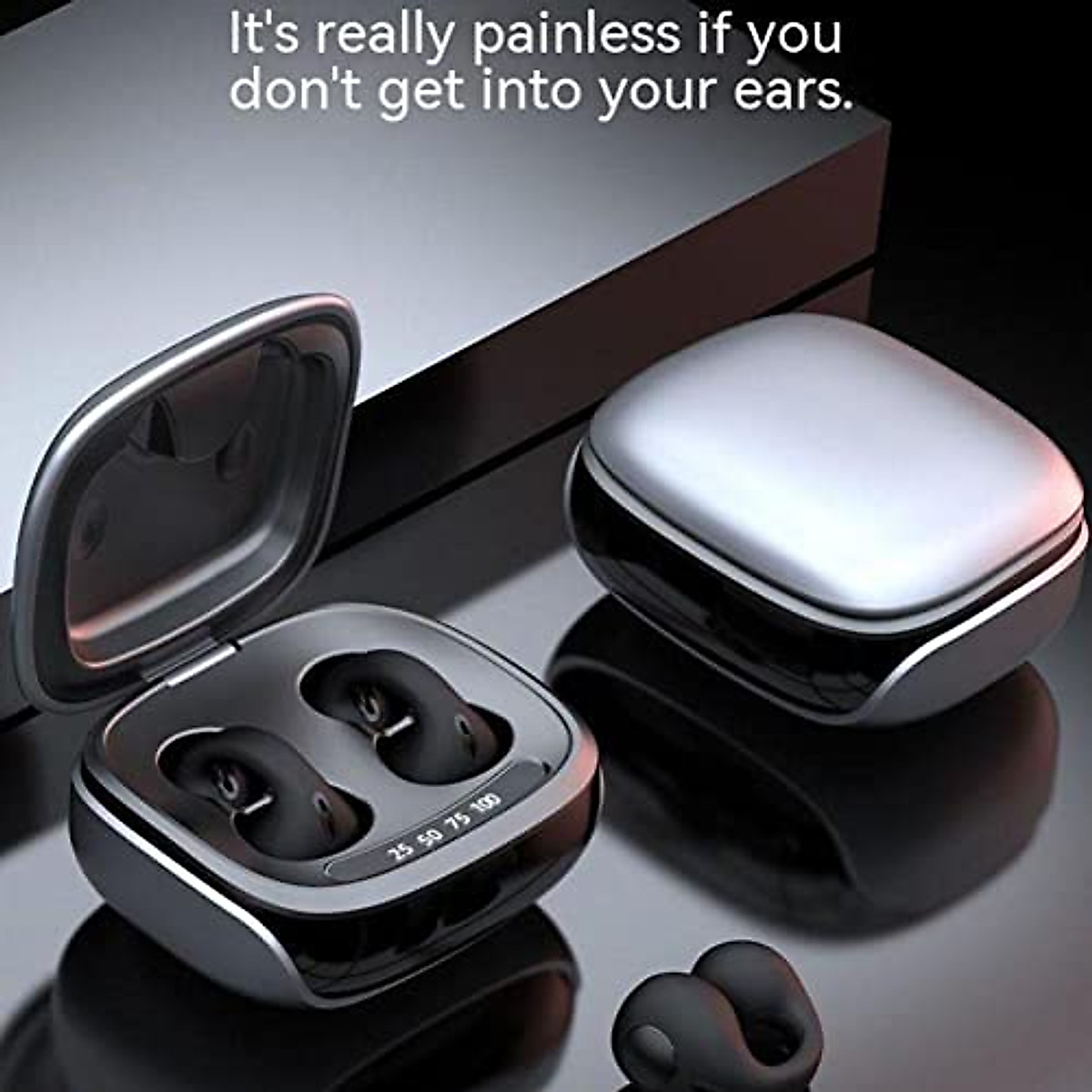 Jkapagzy Wireless Ear Clip Bone Conduction Headphones,Open Ear Headphones Wireless Bluetooth,Bone Conduction Headphones Bluetooth Earphones for Running, Sports, Cycling, Driving