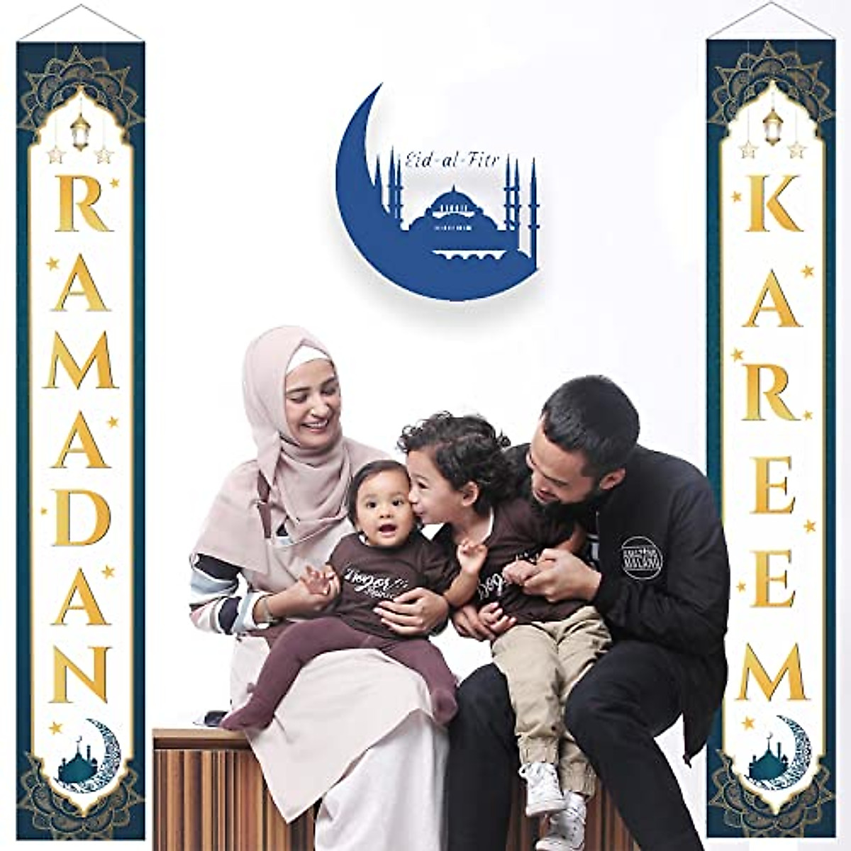 BTZO Ramadan Kareem Porch Banner,Eid Mubarak Door Banner Decoration Hanging Cover Sign for for Home Ramadan Eid Al-fitr Party Supplies