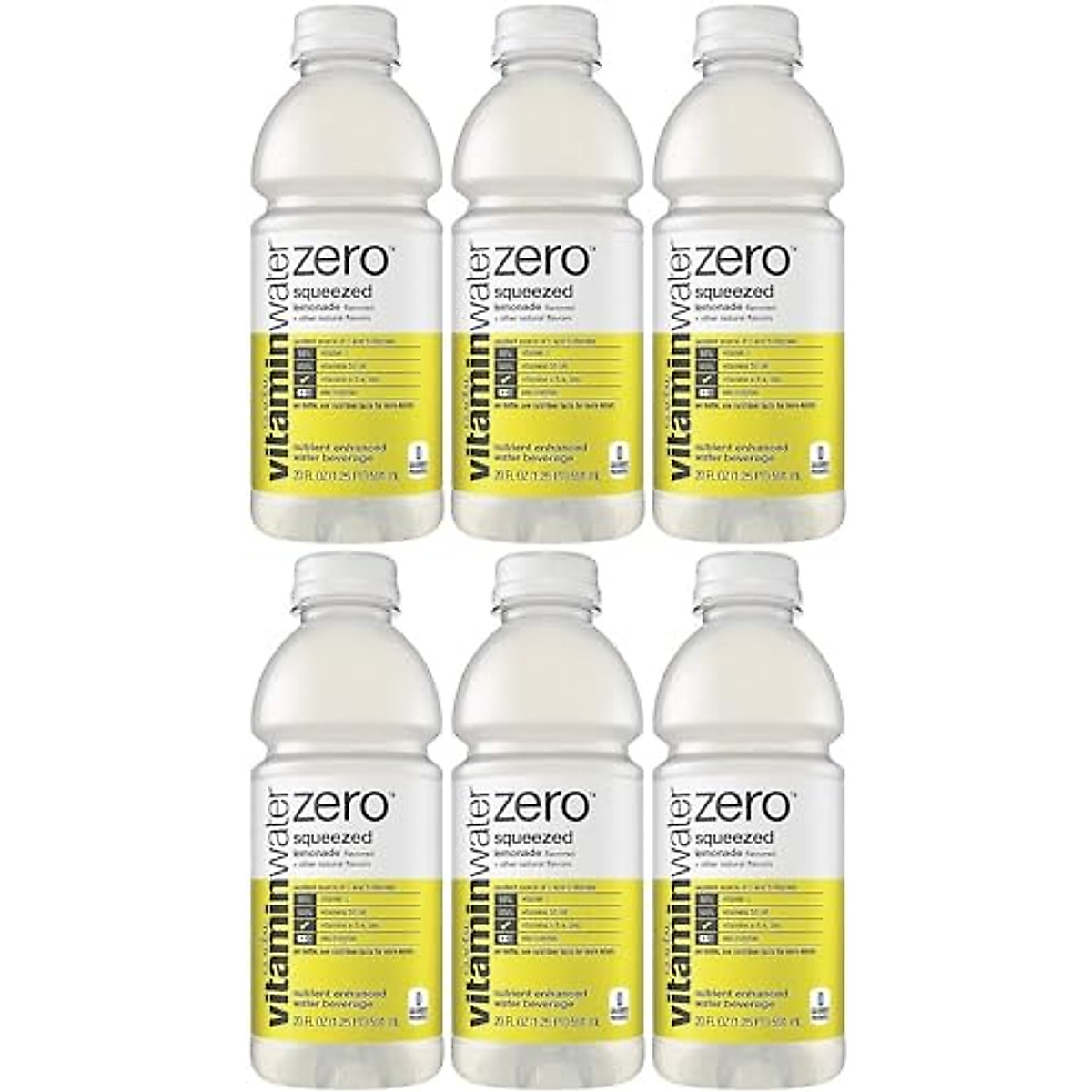 Vitamin Water Zero, Lemonade - Squeezed, 20oz Bottle (Pack of 6, Total of 120 Oz)