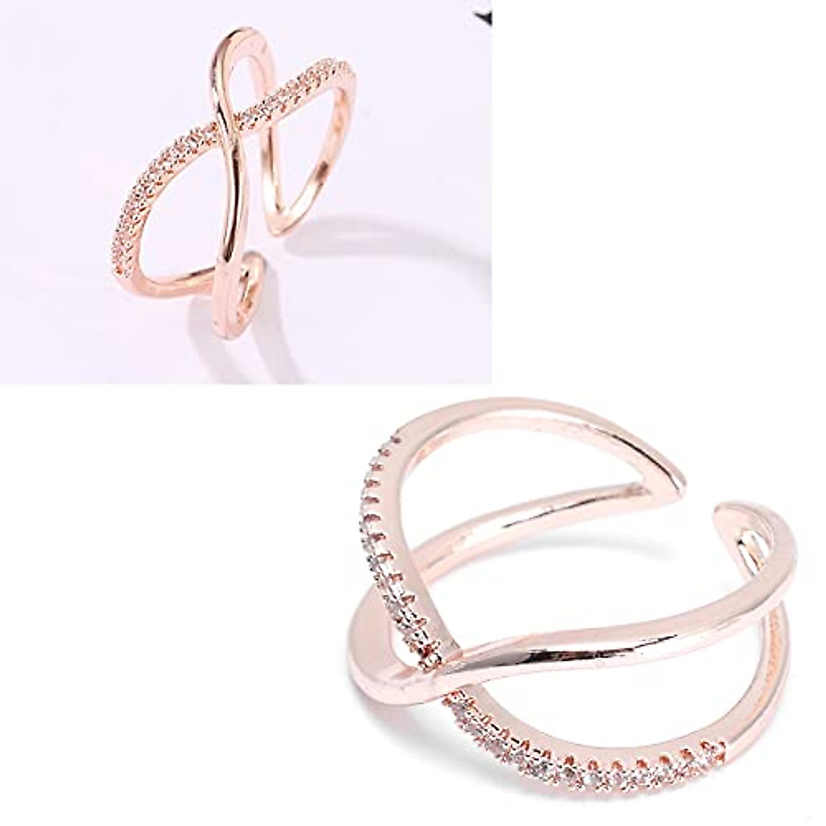 Jewelry Ring, Alloy Exquisite Design Knuckle Ring Beautiful Appearance for Anniversary for Birthday(02 Rose Gold WG0-0342)