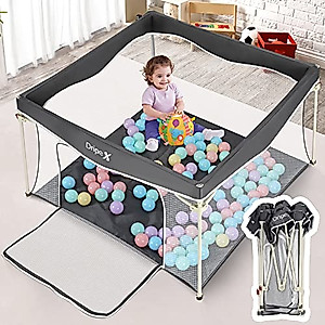 Foldable Playpen, Dripex Baby Playpen with Mat, Collapsible Baby Playpen, Playpen for Babies and Toddlers, 43" x 43" Baby Play Yard for Indoor&Outdoor
