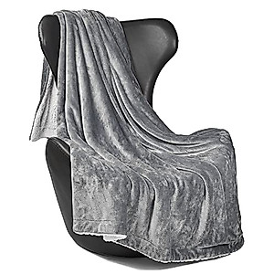 MOOFUN Sherpa Fleece Throw Blanket- 60 x 80 inches, Soft Fluffy Cozy Warm Fuzzy Machine Washable, Durable Blanket for Couch and Bed -Silver Grey