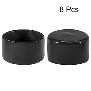 uxcell 8pcs Rubber End Caps 2"(50mm) ID Vinyl Round End Cap Cover Screw Thread Protectors Black