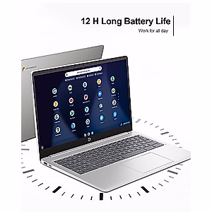 HP 2023 Newest Chromebook Laptop Student Business, 15.6" HD Display, 8GB RAM, 192GB Storage (64GB eMMC+128GB MSD Card), Quad-Core Intel Processor N200, Long Battery, Chrome OS, Bundle with JAWFOAL