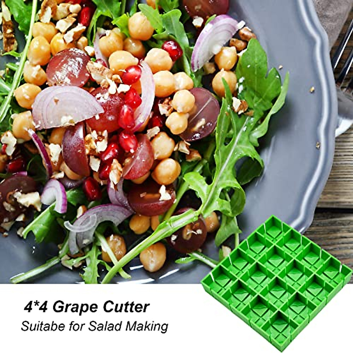 Yamteck Grapes Cherry Tomatoes Cutter Slicer Half or Quarter Cutting 16Pcs at a Time, Food Grade Material, Dishwasher Safe, Fruit Container Holder Cutter for Salad Kids Baby Toddlers' Snacks 2023 New