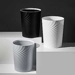 HOLTPHILI Small Bathroom Trash Can 1.8 Gallon Wastebasket Recycling Bin for Bedroom Office Kitchen (Black White, 2 Pack)