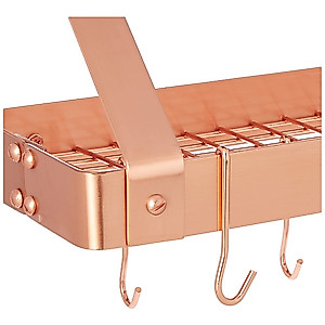 Wall-Mount Bookshelf Pot Rack with Grid & 12 Hooks