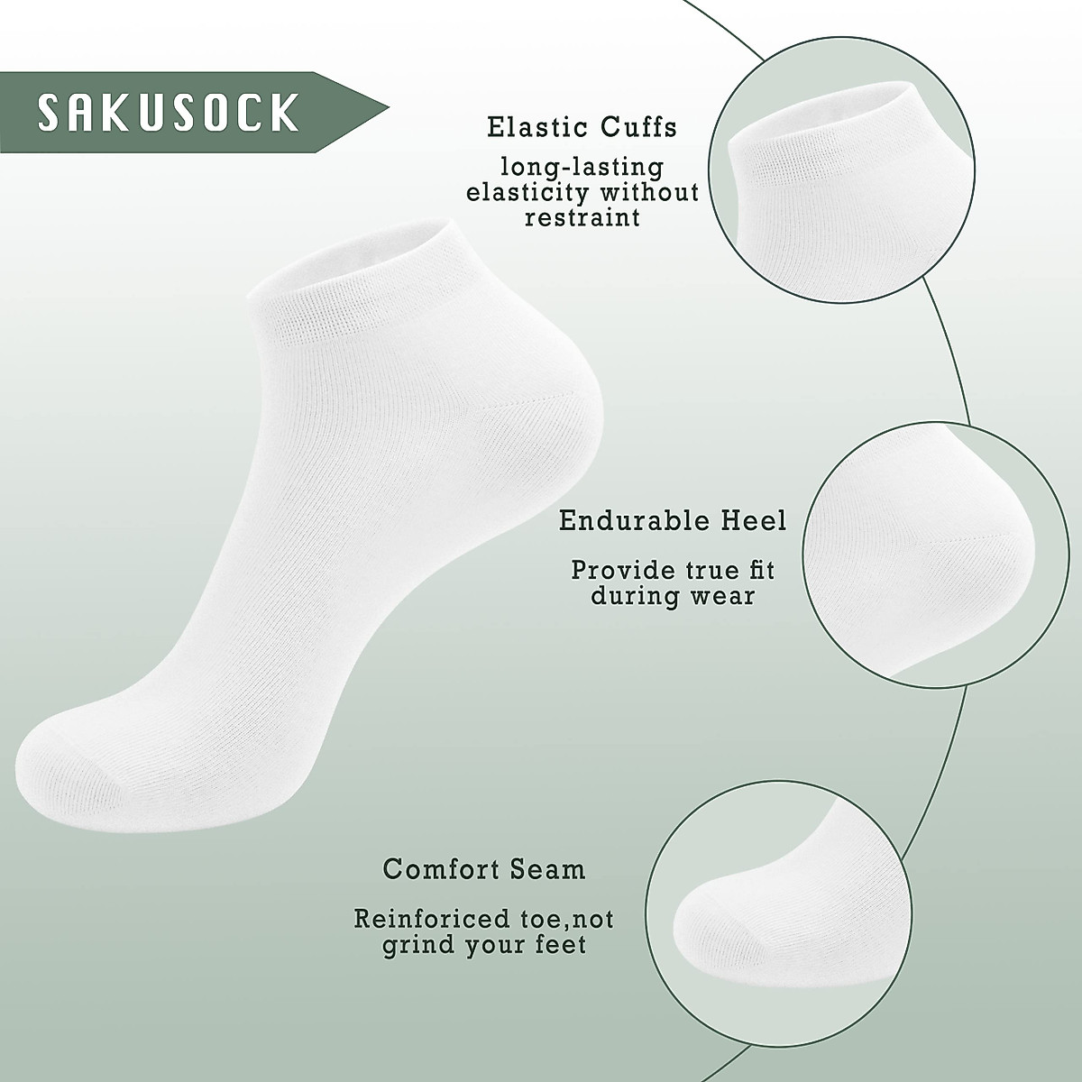 Women's Thin Ankle Low Cut Socks Rayon Bamboo Lightweight Flat Seam Athletic Sock, 6 Pack Ladies Running Sock (White, US Size 8-11)