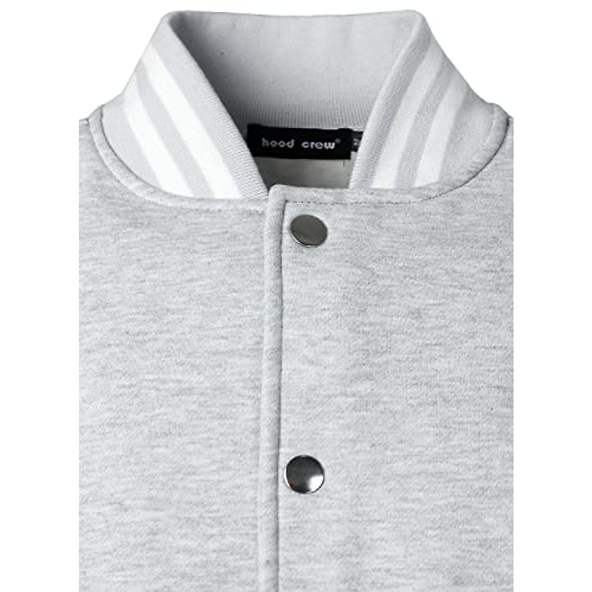 HOOD CREW Man’s Varsity Baseball Jacket Cotton Blend Letterman Jackets Lightgrey L