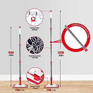 Almcmy Dry Sweeping Mop,Microfiber Flat Mop with 2 Washable Mop Pads & 30 Pieces Non-Woven Cleaning Cloth,Professional Dry & Wet Dust Mop for Hardwood Laminate Tile Ceramic Marble Floors