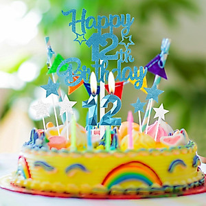 iNINGER 3rd Happy Birthday Candles Cake Toppers,Blue Number 3 Candle for Cake,Cake Candles for 3rd Birthday Decorations,Star Cake Toppers for Boys Girls Birthday Party 3rd Wedding Anniversary