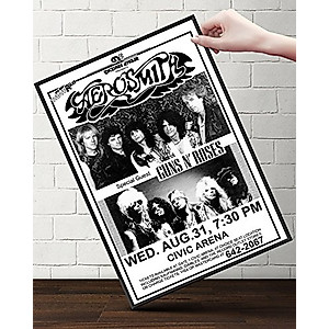 Innerwallz Aerosmith Permanent Vacation Tour 1988 with Guns N' Roses Retro Art Print — Poster Size — Print of Retro Concert Poster — Features Steven, Joe, Tom, Joey, and Brad