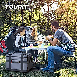 TOURIT Cooler Bag 48-Can Insulated Soft Cooler Large Collapsible Cooler Bag 32L Lunch Coolers for Picnic, Beach, Work, Trip, Grey