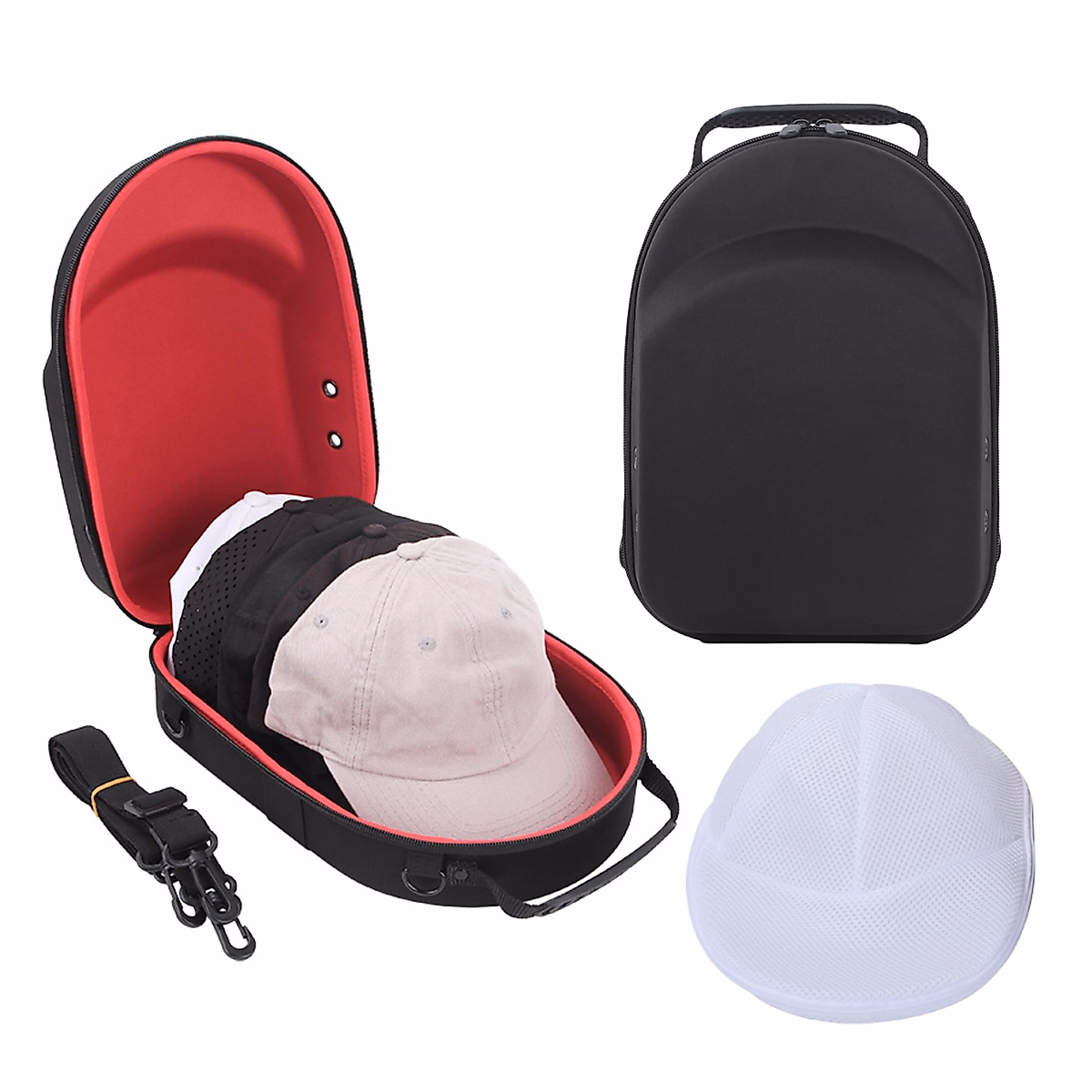 Generic Travel Baseball Cap Organizer And A Wash Bag, Perfect Hat Storage For Baseball Caps Dust Free, Waterproof Hat Protector, Great Hat Storage Box And Gift For Cap Lovers, Black/Black