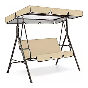 Porch Swing Canopy, Garden Swing Seat Replacement Canopy，Outdoor Patio Swing Seat Cover (Color : Khaki, Size : 65 * 45 * 6in)