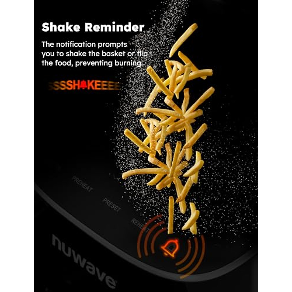 Nuwave Brio Plus 8 Qt Air Fryer, PFAS Free, New & Improved, Digital Touch Screen, Cool White Display, 50°F~400°F in Precise 5°, 5 Cook Functions, 100 Presets & 50 Memory, 3 Wattages 700, 1500, 1800