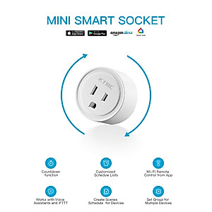 Smart plug 4 Packs, KTMC Mini Wifi Outlet Compatible with Alexa, Google Home, No Hub Required, Remote Control Your Home Appliances from Anywhere, ETL Certified