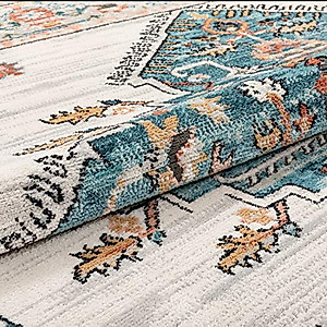 Well Woven Indira Manor Vintage Bohemian Medallion Oriental Blue 8x10 (7'10" X 9'10") Area Rug