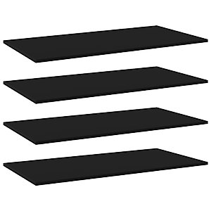 Gecheer Bookshelf Boards 4 pcs Black Replacement Panels Units Organizer Display Planks Shelves for Bookcase, Storage Cabinet, 39.4" x 19.7" x 0.6" (W x D x H) Engineered Wood