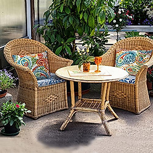 JMKaixin Patio Chair Cushion 19 x 19 Inch Waterproof Outdoor Seat Cushions for Patio Furniture Garden Sofa Couch Chair Pads with Adjustable Straps, Set of 2