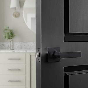 Amazon Basics Contemporary Stamford Door Lever - Passage - Matte Black, 6-Pack