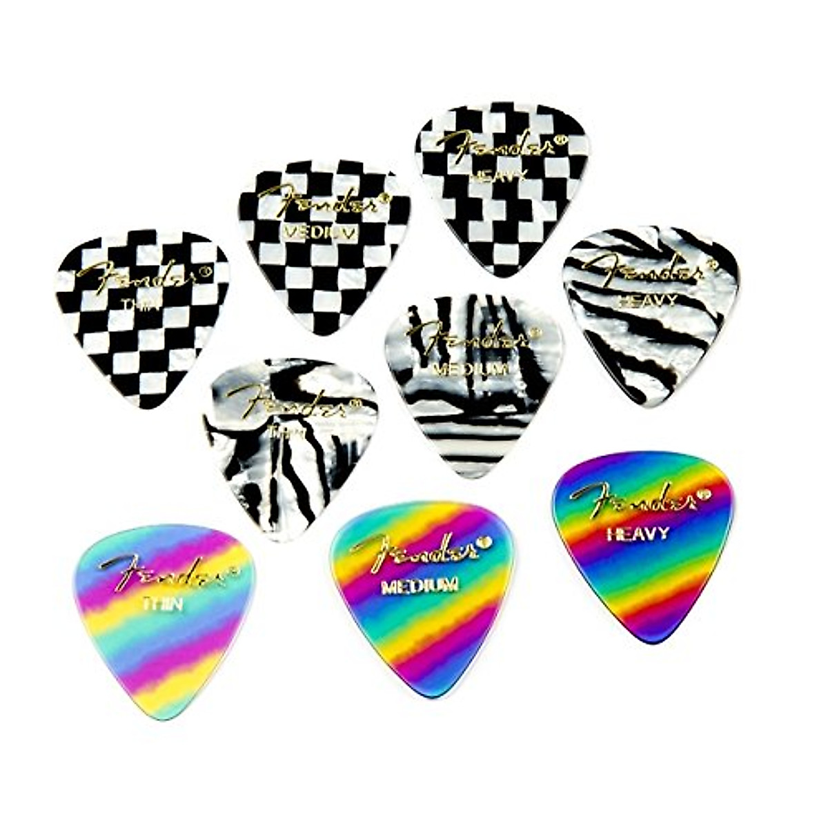 Fender Graphic Guitar Picks 351 Shape, Zebra, Medium, 12-Pack