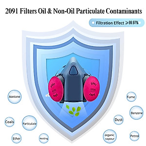 strolfay 10PCS (5Pack) 2091 P-100 Particulate Filter,Installed on 2091 Filter for Respirator,Replacement for 6000 6200 6800 7000 7502 FF-4 Series,2091 Filters Against Painting,Cutting,Woodworking