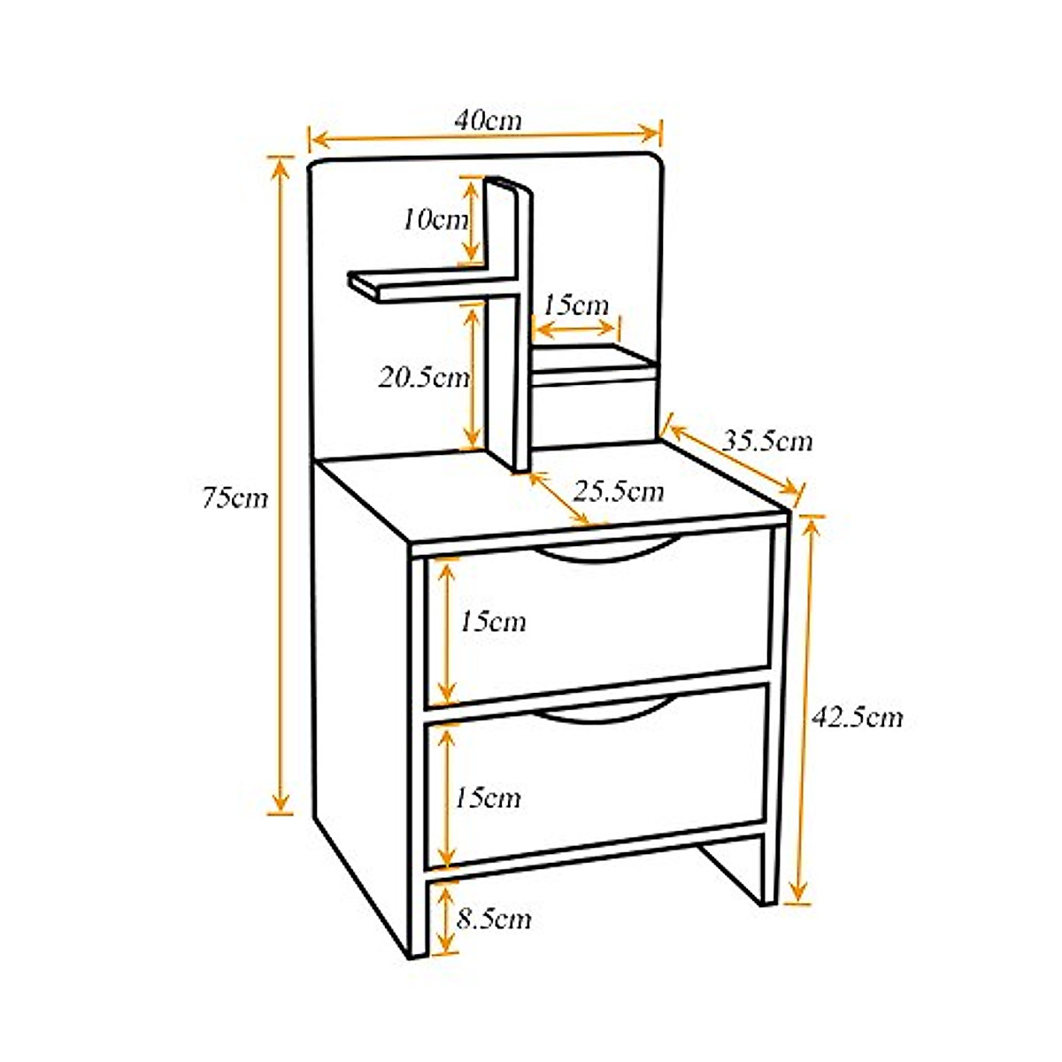 sogesfurniture Nightstand with Drawers, Bedside Table Small Dresser for Bedroom Nursery Closet Living Room, End Side Table with Open Shelf, Storage Cabinet for Home Office, Oak